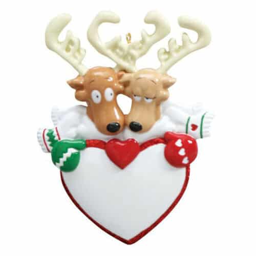 Reindeer Heart Couple Personalised Christmas Ornament • Memory Box