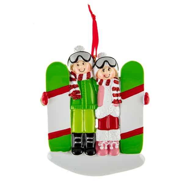 Snowboard Couple Personalised Christmas Ornament • Memory Box