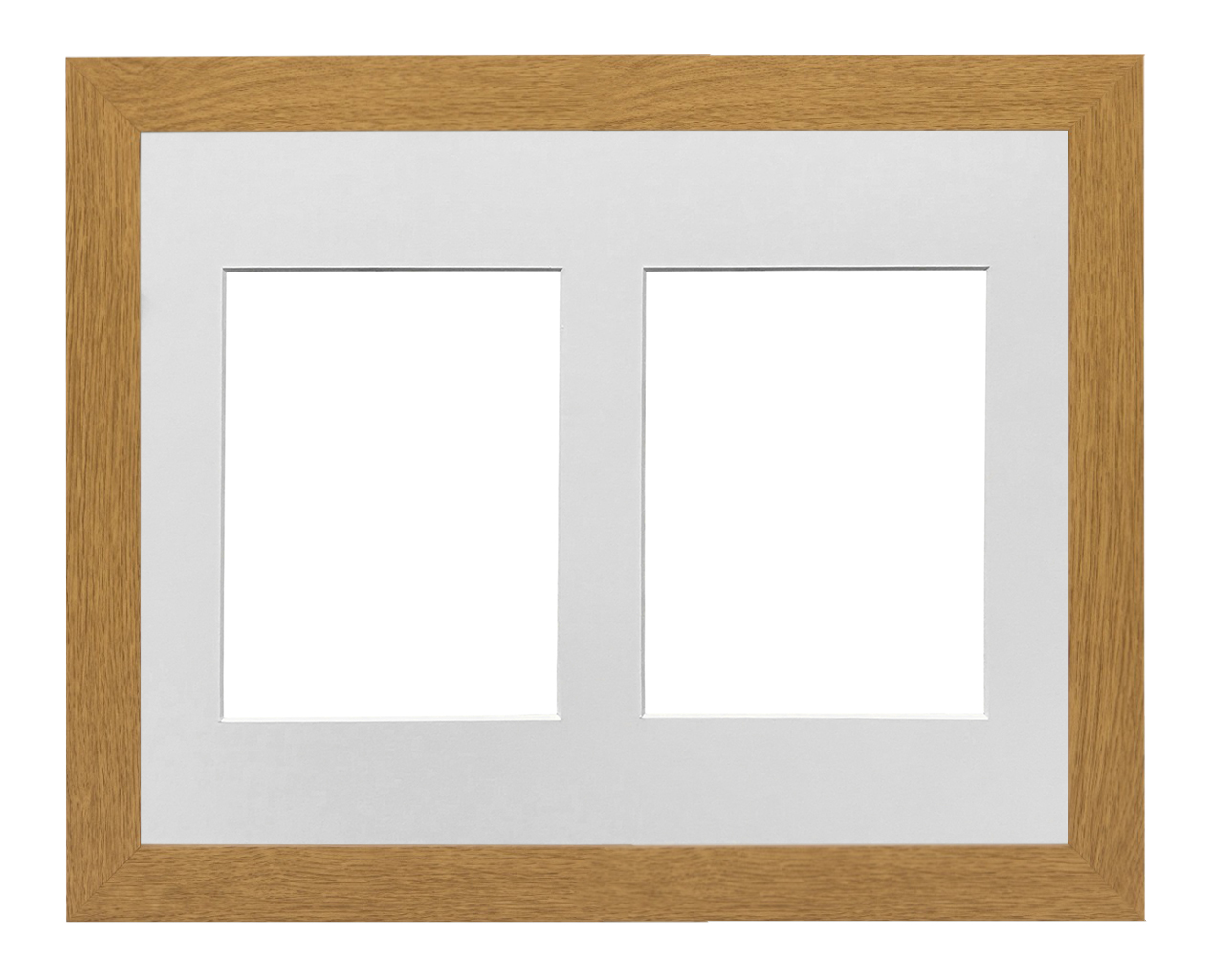 Multi Aperture Oak Photo Frame 14x10 - Fits Two 7x6 Photos • Memory Box