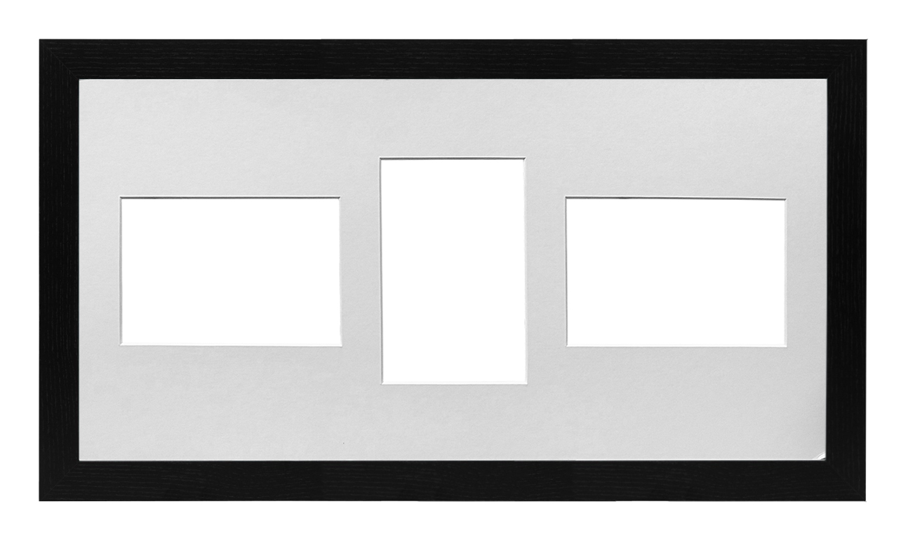 Multi Aperture Black Photo Frame 20x10 - Fits Three 6x4 Photos (Mixed ...