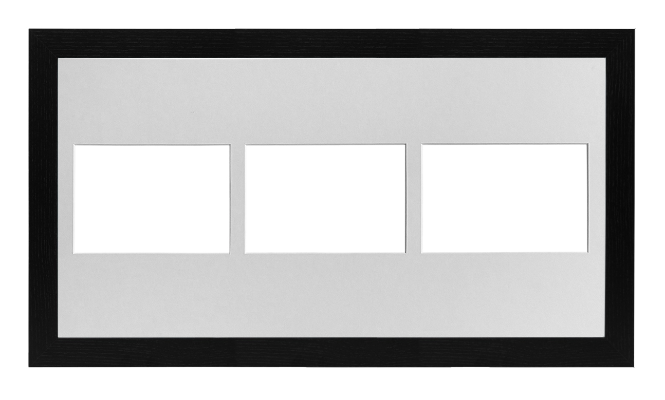 Multi Aperture Black Photo Frame 20x10 - Fits Three 6x4 Photos • Memory Box