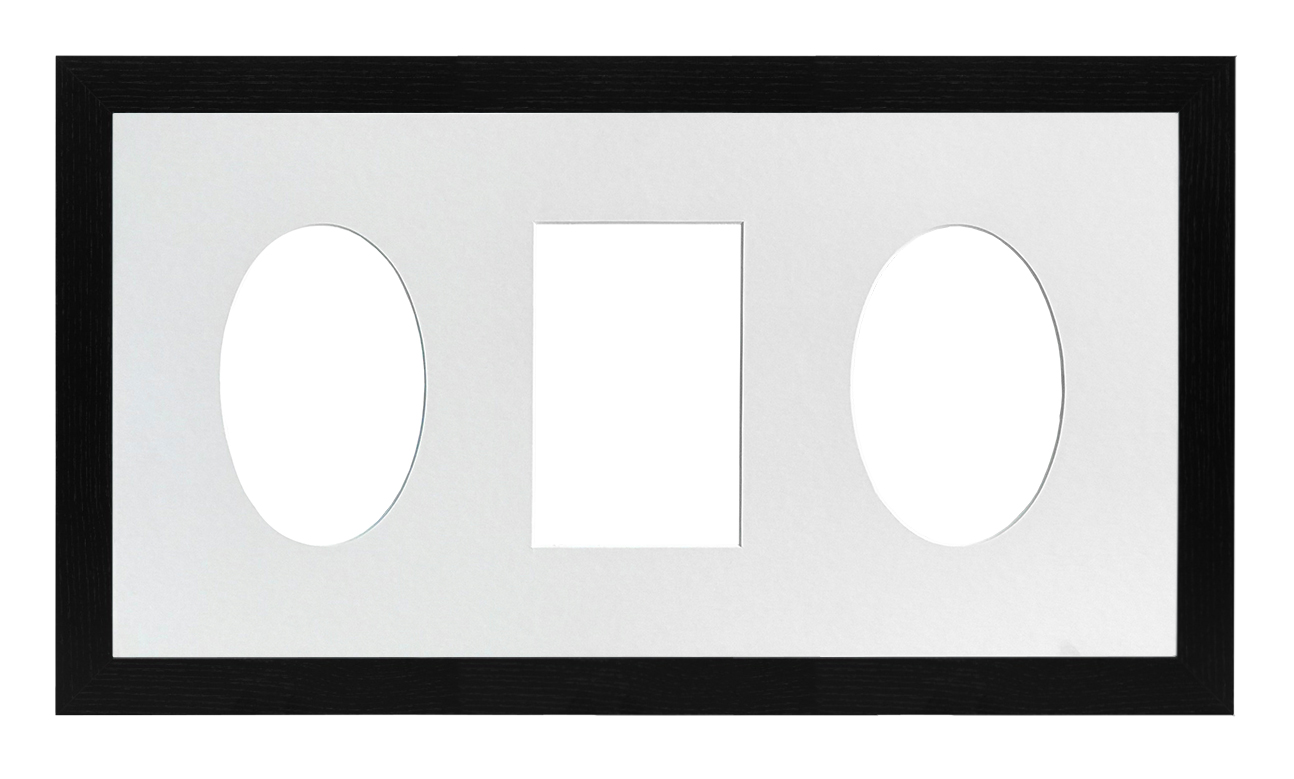 Multi Aperture Black Photo Frame 20x10 - Fits Three 6x4 Photos (Oval ...
