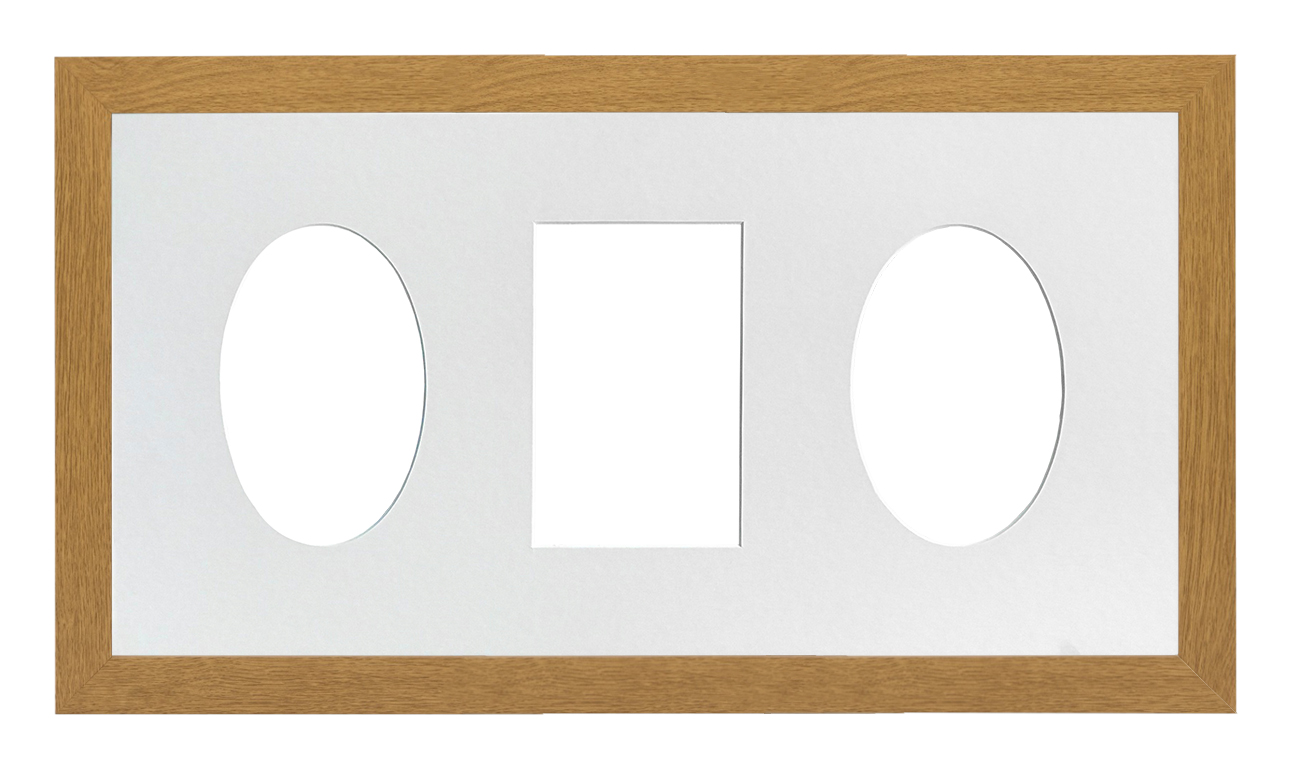 Multi Aperture Oak Photo Frame 20x10 - Fits Three 6x4 Photos (Oval ...