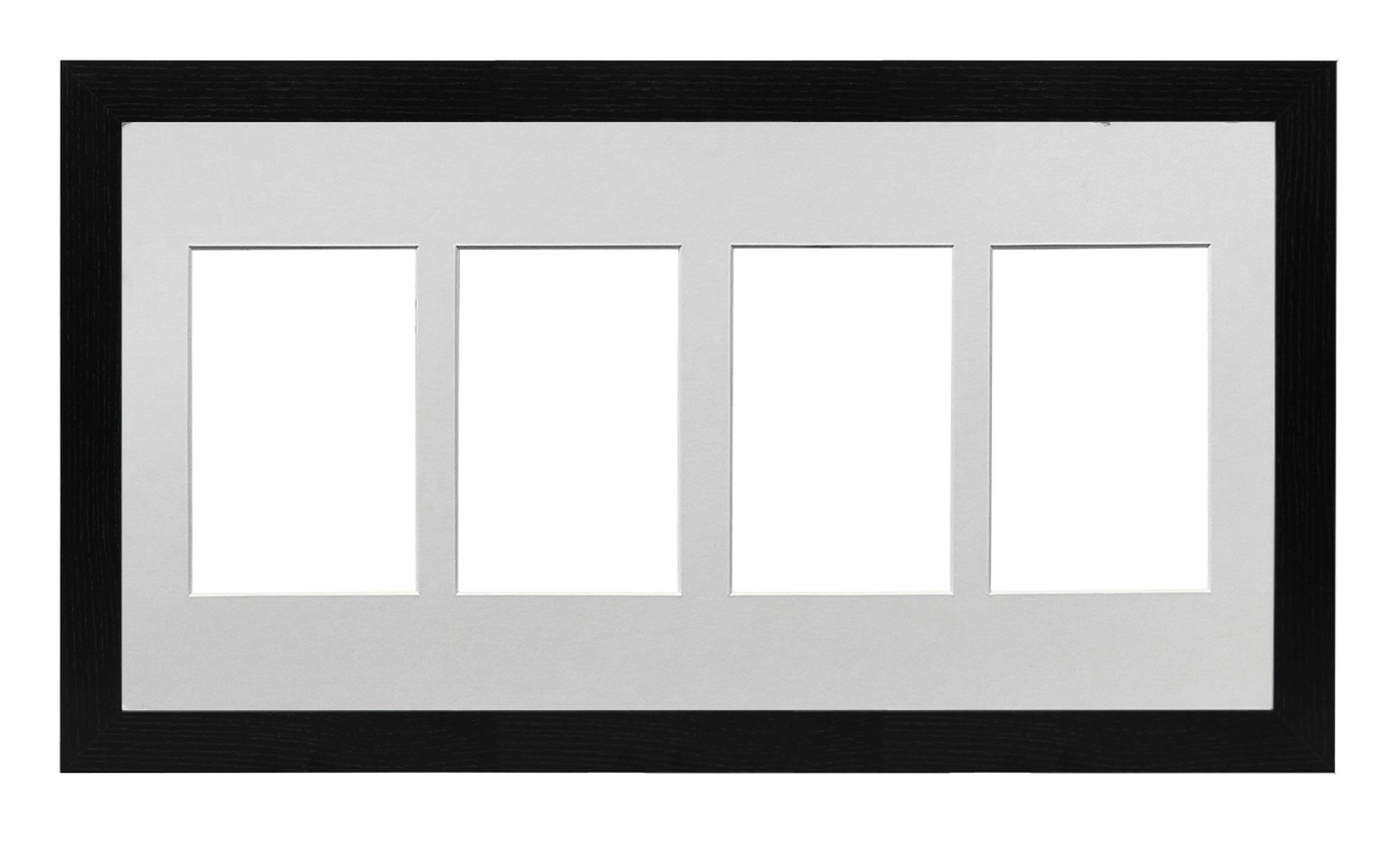 Multi Aperture Black Photo Frame 20x10 - Fits Four 6x4 Photos • Memory Box