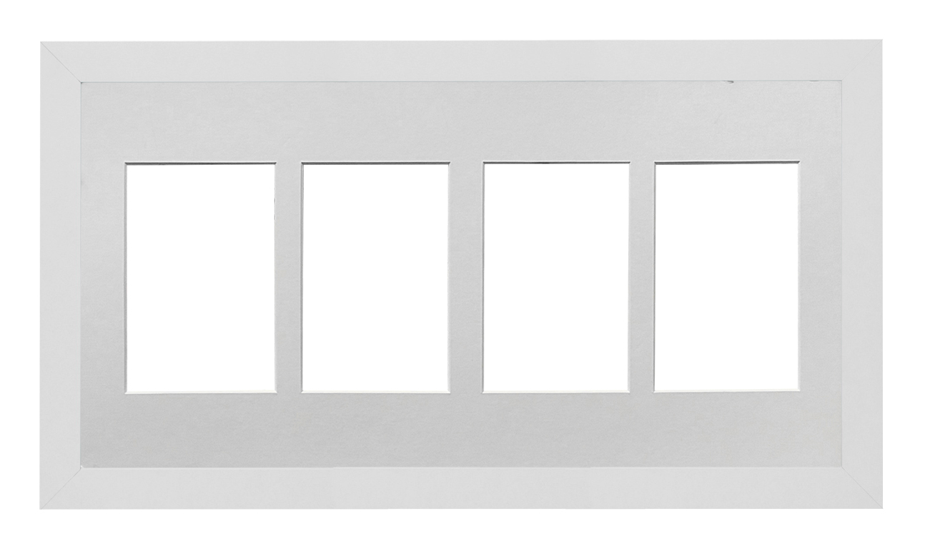 Multi Aperture White Photo Frame 20x10 - Fits Four 6x4 Photos • Memory Box