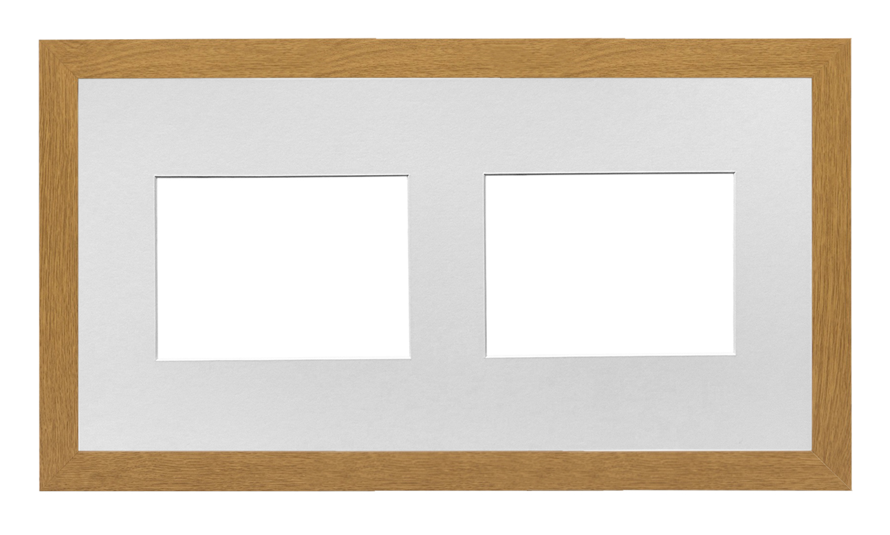 Multi Aperture Oak Photo Frame 20x10 - Fits Two 7x5 Photos • Memory Box