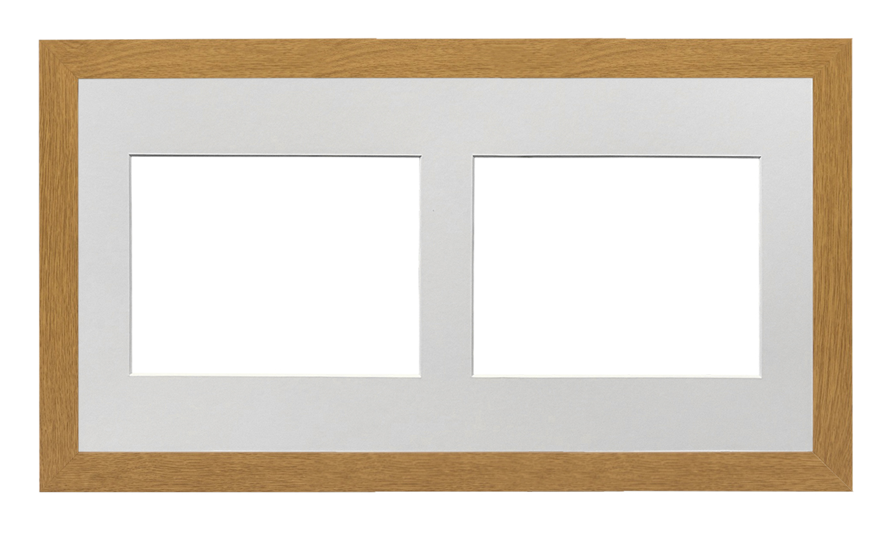 Multi Aperture Oak Photo Frame 20x10 - Fits Two 8x6 Photos • Memory Box