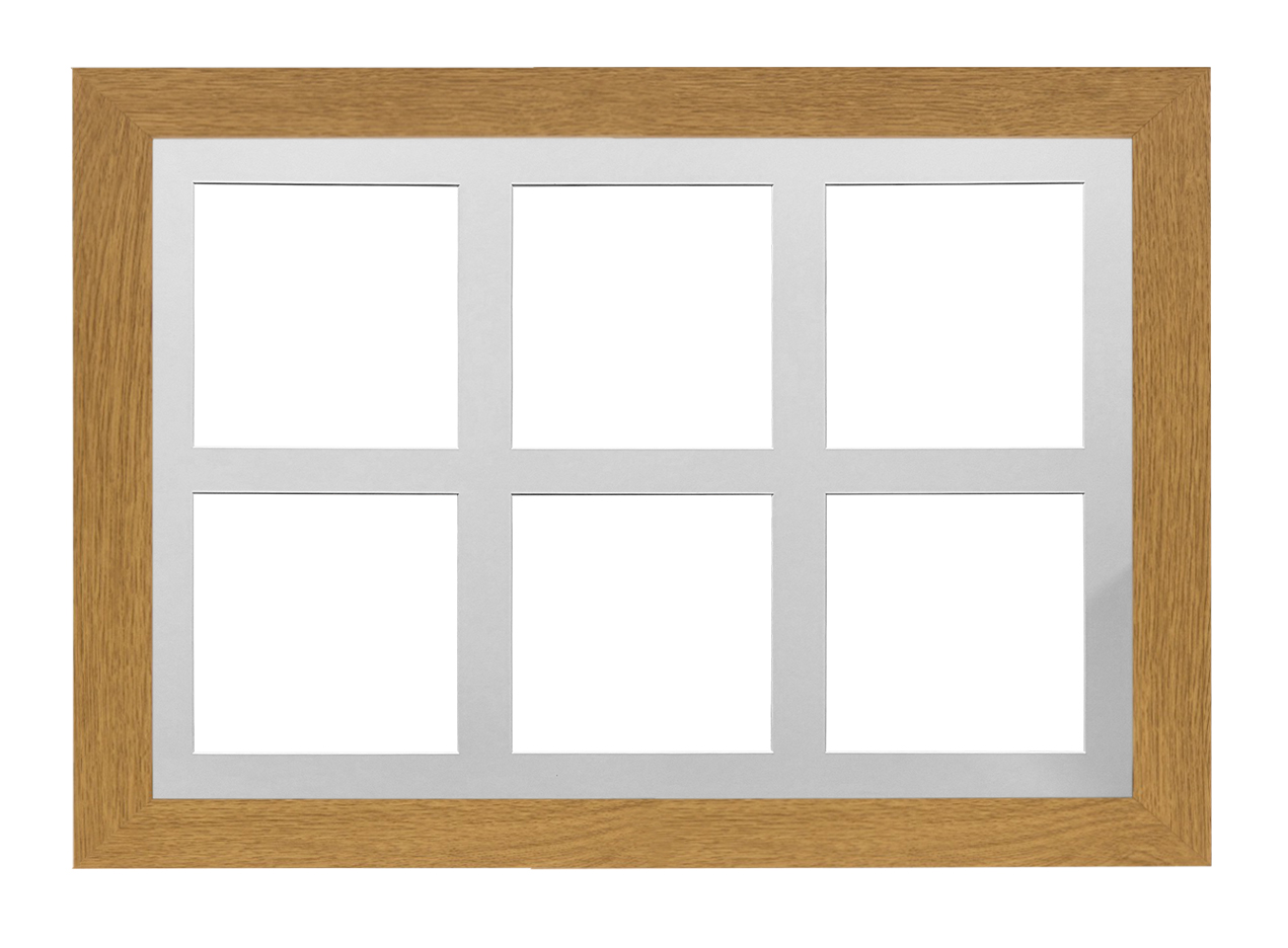 Multi Aperture Oak Photo Frame 30x20 - Fits Six 8x8 Photos (Mixed ...