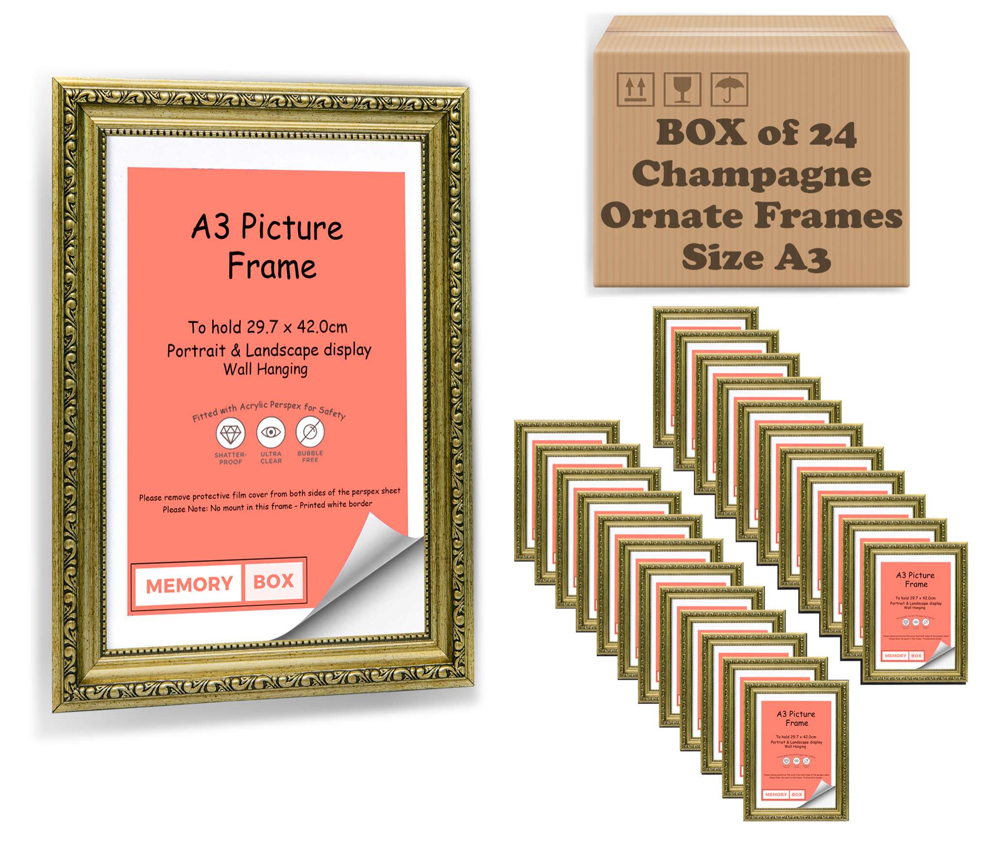 A3 CHAMPAGNE - BOX OF 24 Ornate Shabby Chic Spoon Picture Frame ...
